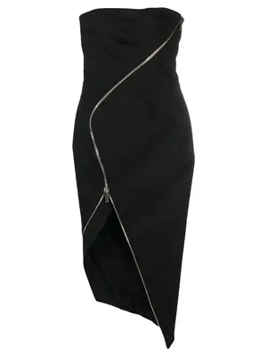 GENNY Asymmetric Strapless Dress - Black