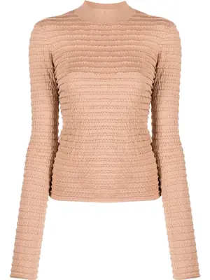 FRAME Smocked Mock-neck Jumper - Neutrals