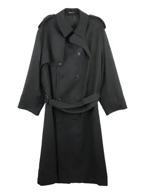 Yohji Yamamoto Flap Trench Coat - Black