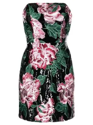 Marchesa Sequin-embellished Strapless Minidress - Black