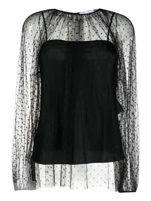 RED VALENTINO RED Valentino Ballon-Sleeved Tulle Blouse
