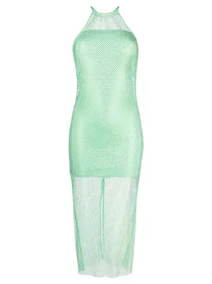 Patrizia Pepe Semi-sheer Halterneck Dress - Green