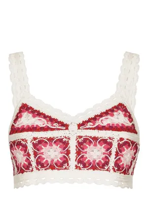 Dolce & Gabbana Crochet-knit Panelled Cropped Top - Pink