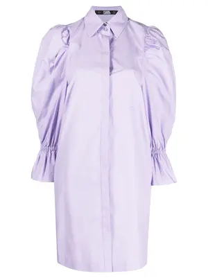 Karl Lagerfeld Puff-sleeve Shirt Dress - Purple
