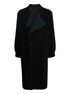 Yohji Yamamoto Felted Notched-lapel Trench Coat - Black