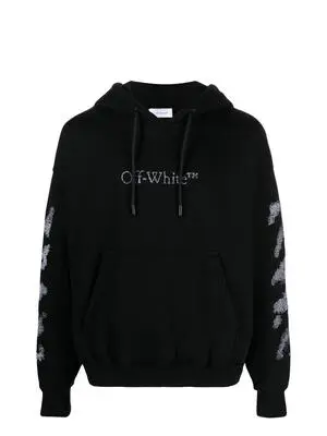 Off-White Diag Stripe-embroidered Cotton Hoodie - Black