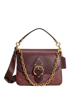 COACH Restored Beat Shoulder Bag With Horse And Carriage Print - Brass/oxblood Cranberry