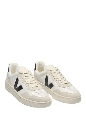 VEJA V-90 Leather Sneakers - White Black