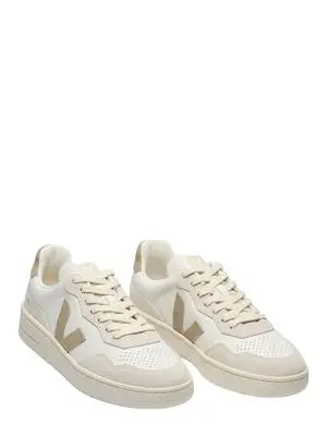 VEJA V-90 Leather Sneakers - White Taupe