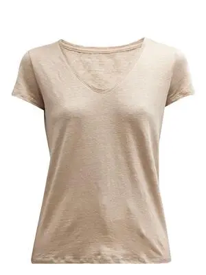 Majestic Filatures Majestic Filatures V-Neck Stretch Linen T-Shirt Sable