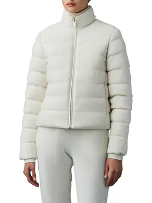Mackage Melia Wool & Cashmere Blend Down Puffer Coat - Cream