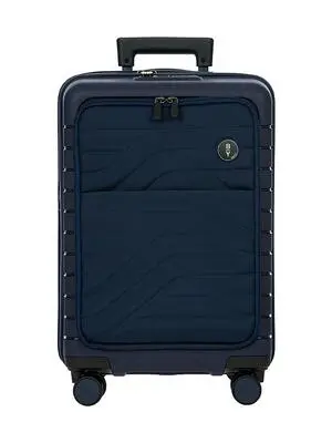 Bric'S By Ulisse 21-inch Expandable Carry On Spinner Suitcase With Pocket - Ocean Blue
