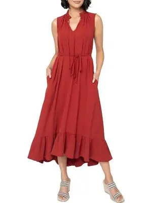 GIBSONLOOK Sienna Tie-waist High-low Dress - Rust