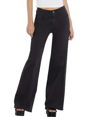 WASH LAB DENIM Willa Sailor Wide Leg Jeans - Onyx