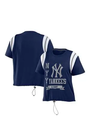 WEAR BY ERIN ANDREWS New York Yankees Cinched Colorblock T-shirt - Navy