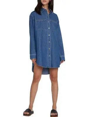 WASH LAB DENIM Oversized Shirt Dress - Wave Blue