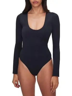 Good American Sculpting Scoop Neck Bodysuit - Black001