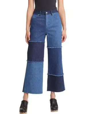 RAILS Rails Getty Patchwork High Waist Crop Wide Leg Jeans