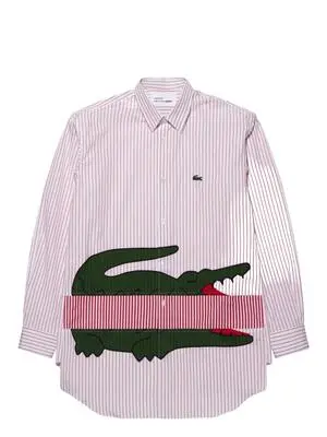 Comme Des Garçons Crocodile-print Pinstriped Shirt - Red