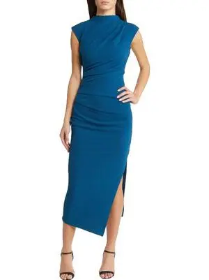 NIKKI LUND Dida Funnel Neck Cocktail Dress - Blue