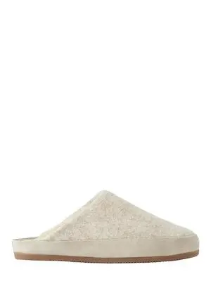 Mulo Suede-trimmed Shearling-lined Recycled Wool Slippers - White