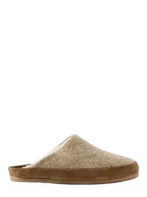 Mulo Suede-trimmed Shearling-lined Recycled-wool Slippers - Brown