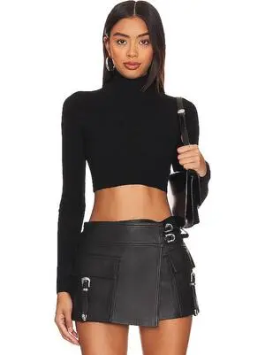 NBD Cara Cropped Knit Mock Neck