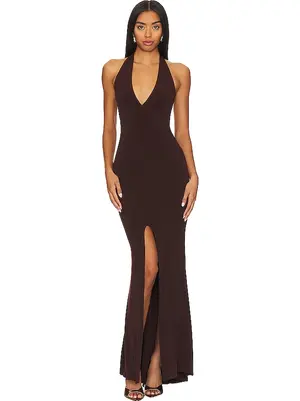 NOOKIE Halter Gown - Chocolate