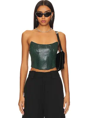 Superdown Tawny Faux Suede Cropped Bustier Top - Forest Green