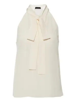 NILI LOTAN Zelie Halterneck Silk Top - White