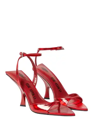 Attico Gg Mismatched 85 Metallic Sandals - Red