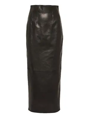 Khaite Loxley Leather Pencil Skirt - Black
