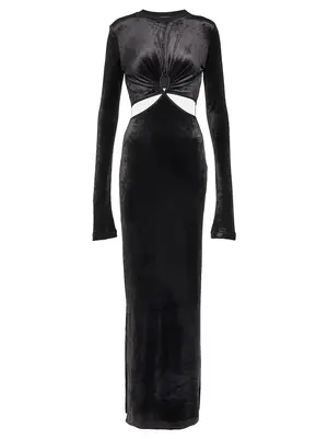 NENSI DOJAKA Cutout Velvet Maxi Dress - Black