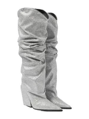 Alexandre Vauthier Glitter Knee-high Boots - Silver
