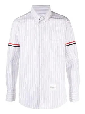 Thom Browne Grosgrain-band Striped Oxford Shirt - White