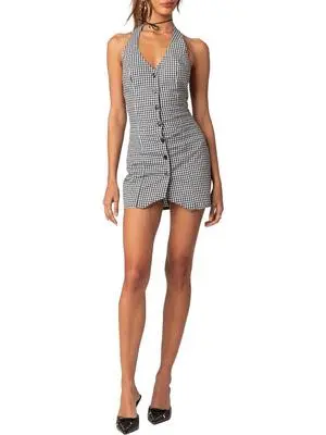 EDIKTED EDIKTED Narissa Gingham Halter Minidress