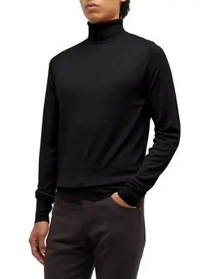 John Smedley Richards Wool Turtleneck Sweater Black