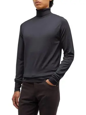 John Smedley Richards Wool Turtleneck Sweater Charcoal