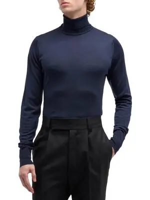 John Smedley Richards Wool Turtleneck Sweater Midnight