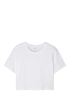 LESET Cropped Slub Cotton-jersey T-shirt - White