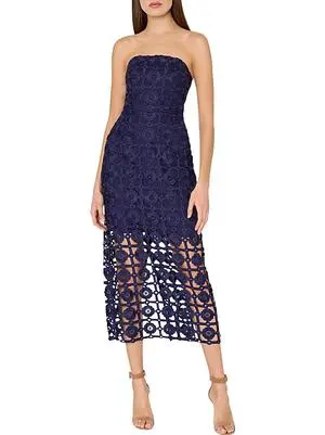 MILLY Kait Tile Lace Dress - Navy
