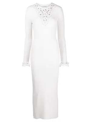 PACO RABANNE Rabanne Open-Knit Panel Midi Dress