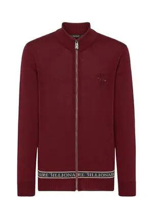 BILLIONAIRE Logo-embroidered Zip-up Jumper - Red