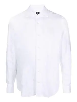 Boggi Milano Spread-collar Linen Shirt - White
