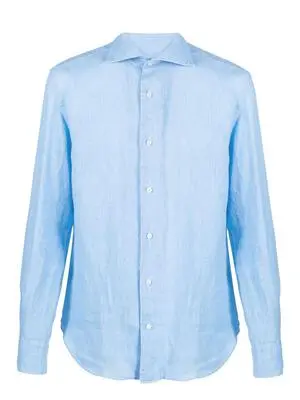 Boggi Milano Long-sleeve Linen Shirt - Blue