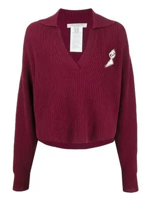Philosophy Di Lorenzo Serafini Logo-patch Chunky-knit Jumper - Red