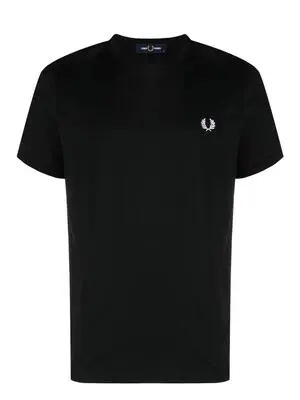 Fred Perry Logo-embroidered Cotton T-shirt - Black