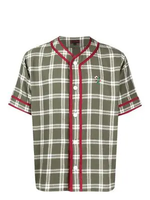 CLOT Check-pattern Striped-edge Shirt - Green