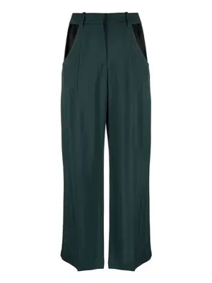 MUGLER Cut-out Wide-leg Trousers - Green