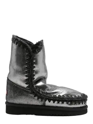 Mou Eskimo 18 Crochet-trim Metallic-leather Boots - Black